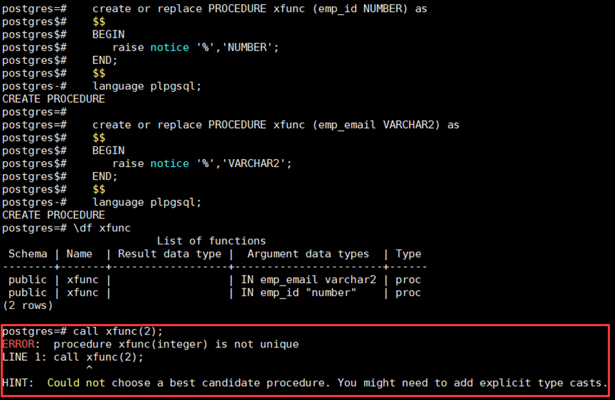 Two procedures of the same name with different parameter types are called with an error · Issue ...