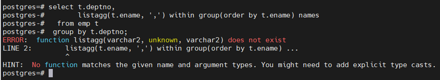 Suggested support for Oracle's listagg() WITHIN GROUP () · Issue #116 · IvorySQL/IvorySQL · GitHub