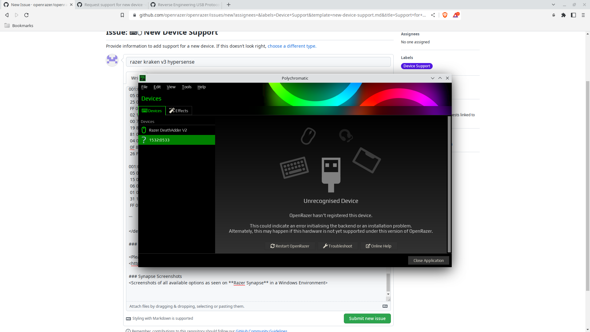 Razer Kraken V3 HyperSense · Issue #1970 · openrazer/openrazer · GitHub