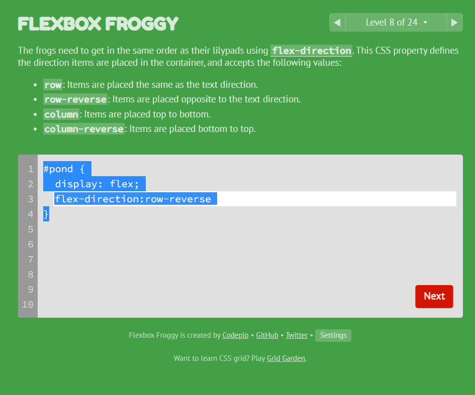 GitHub - S230306/flex-froggy-css-code