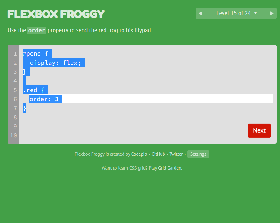 GitHub - S230306/flex-froggy-css-code