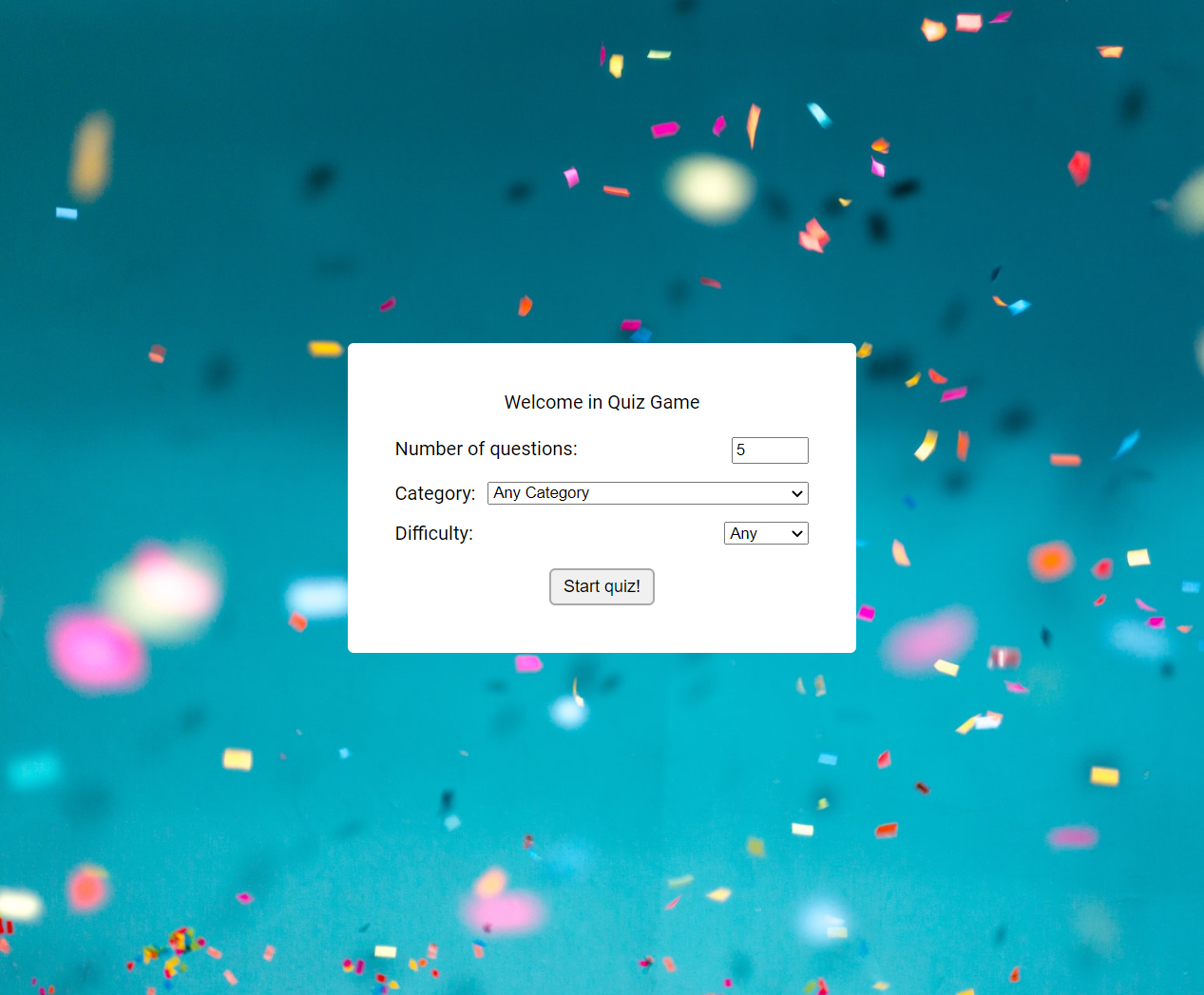 Github Icyhot12quizreact React Quiz Game With Open Trivia Db Api