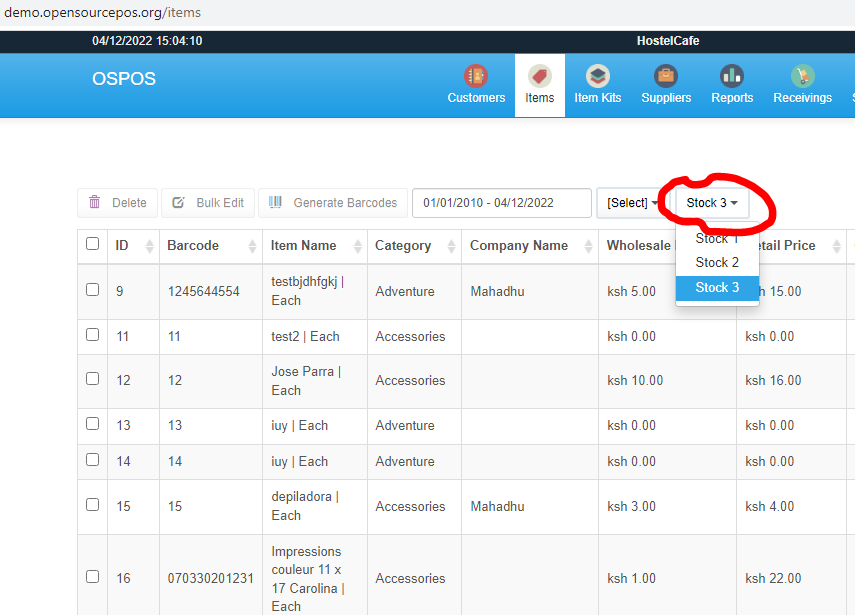 Option All Stocks In Stocklocation In Items Module · Issue 3469 · Opensourcepos 