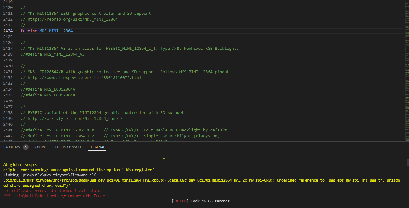 Bug Compile Error Mks Tinybee With Mks Mini 12864 · Issue 23776 · Marlinfirmwaremarlin · Github 