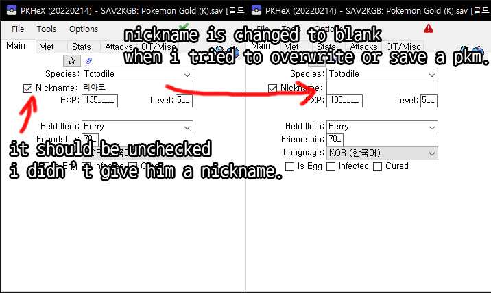 Gen2 Korean Version Blank name & nickname issue · Issue #3440 · kwsch ...