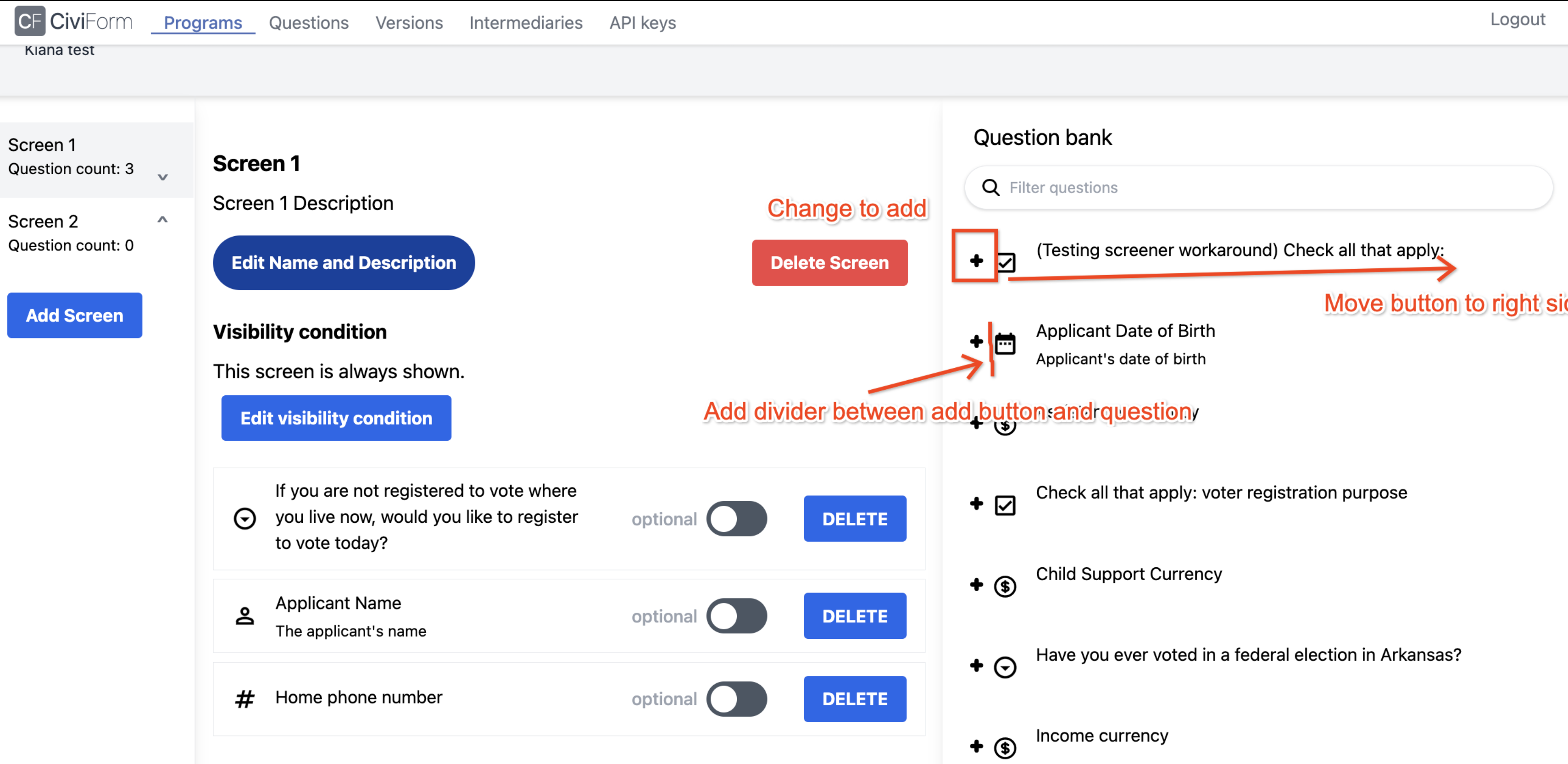 CiviForm admin UX: make adding questions from the question bank more clear · Issue #3081 ...