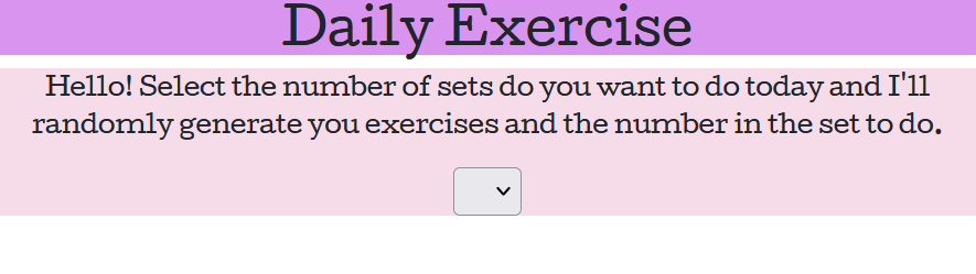 GitHub - EttaPhung/daily-exercise-generator: Generate the exercise for today! Based off of ...