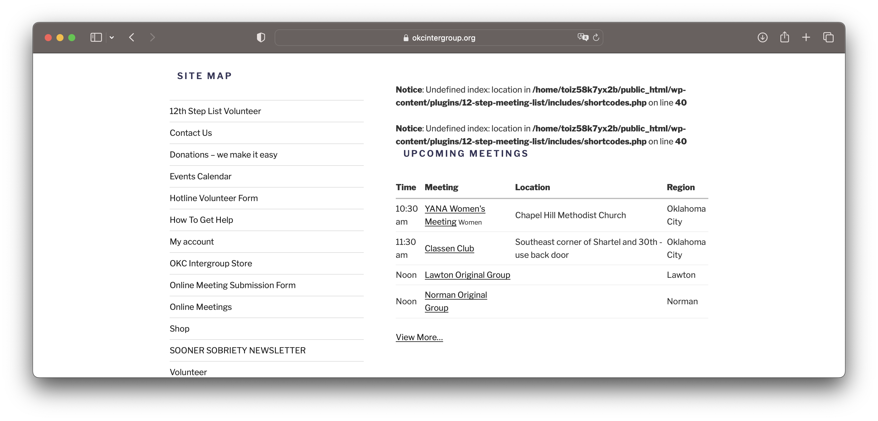 [Bug]: Undefined index error in Upcoming Meetings widget · Issue #1111 · code4recovery/12-step ...