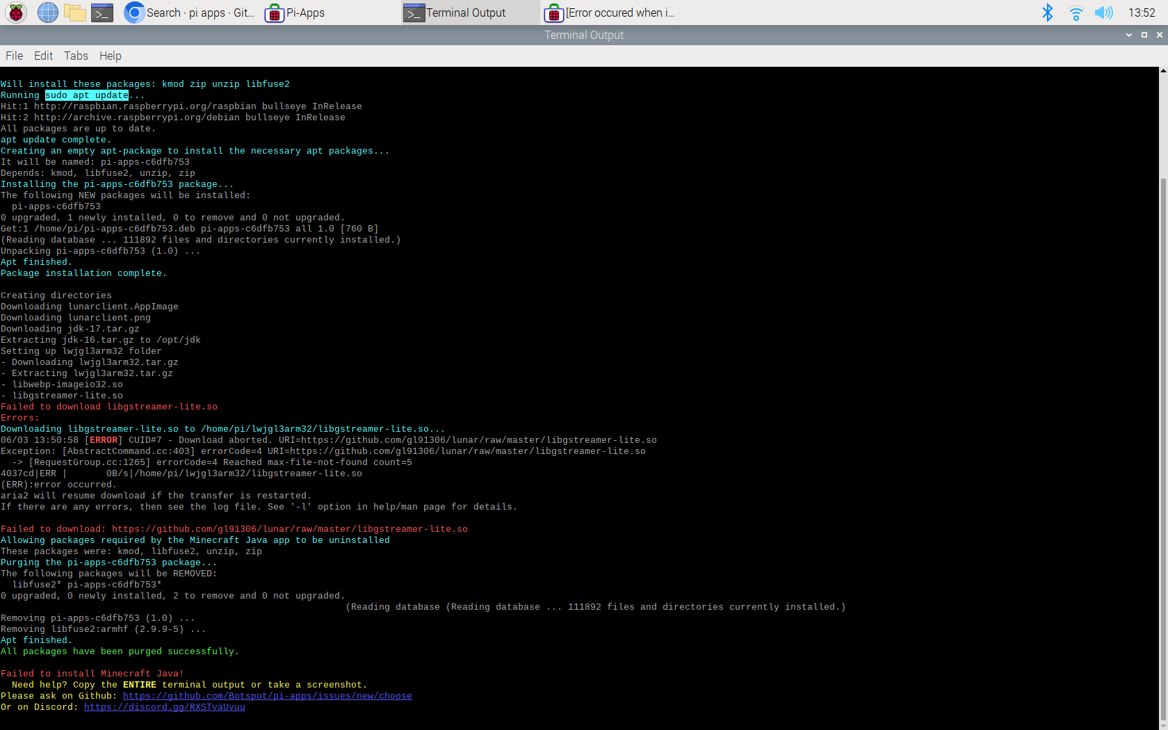 Upstream Lunar Client Bug · Issue #1942 · Botspot/pi-apps · GitHub
