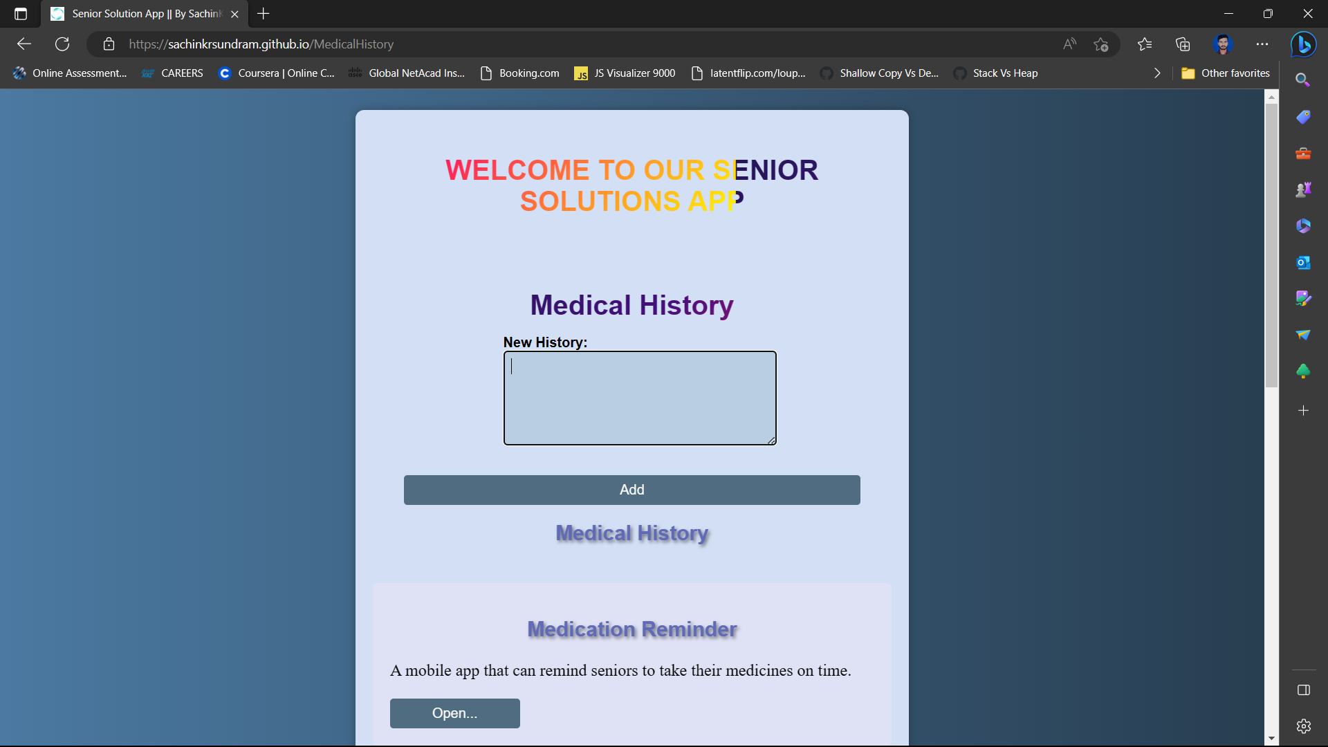 GitHub - SachinKrSundram/SeniorSolutionsApp