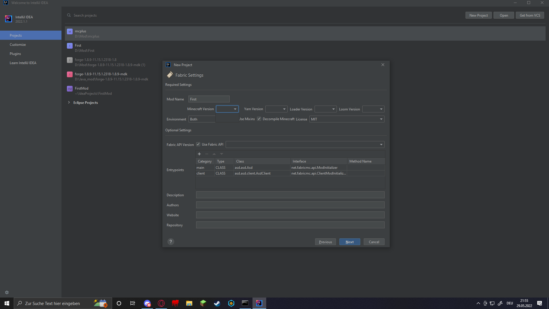 Can't choose any fabric version · Issue #1841 · minecraft-dev/MinecraftDev · GitHub