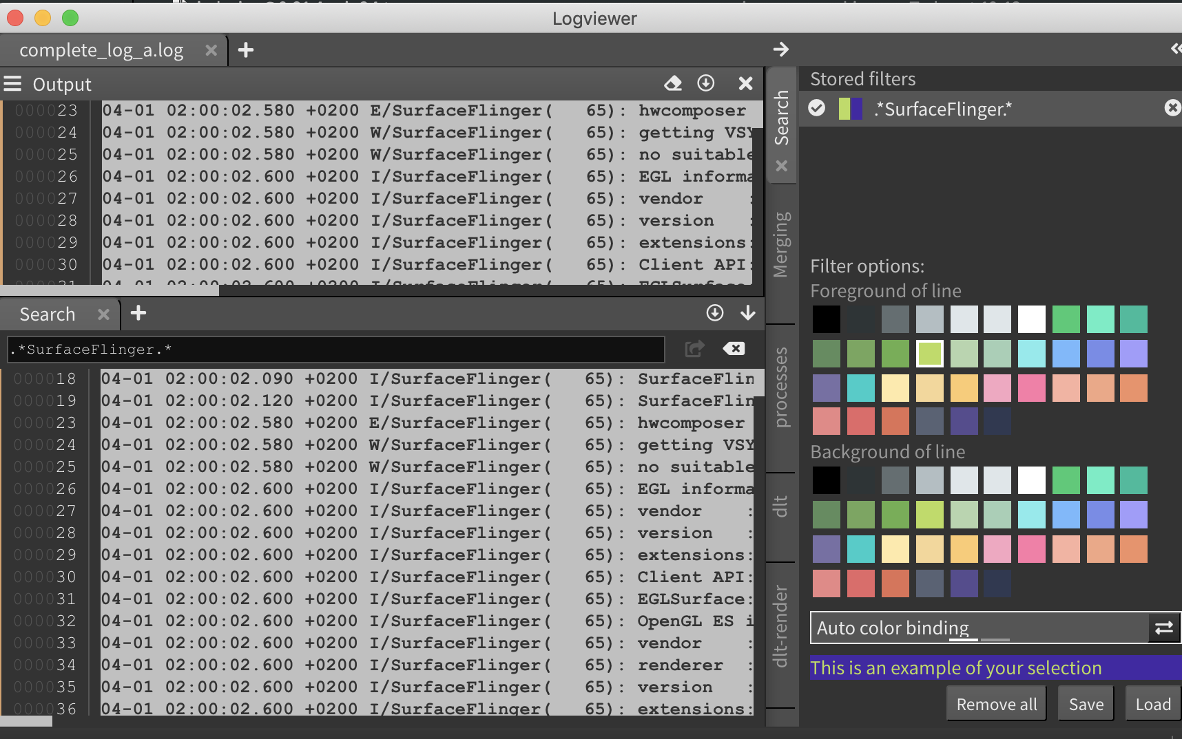 coloring does not work when regex for whole line · Issue #297 · esrlabs/chipmunk · GitHub