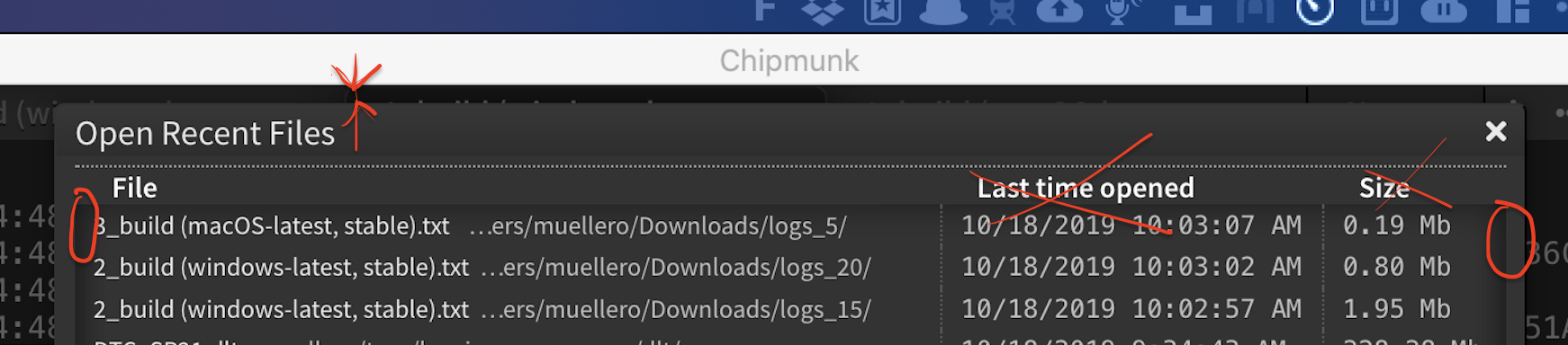 rework open recent files dialog · Issue #502 · esrlabs/chipmunk · GitHub