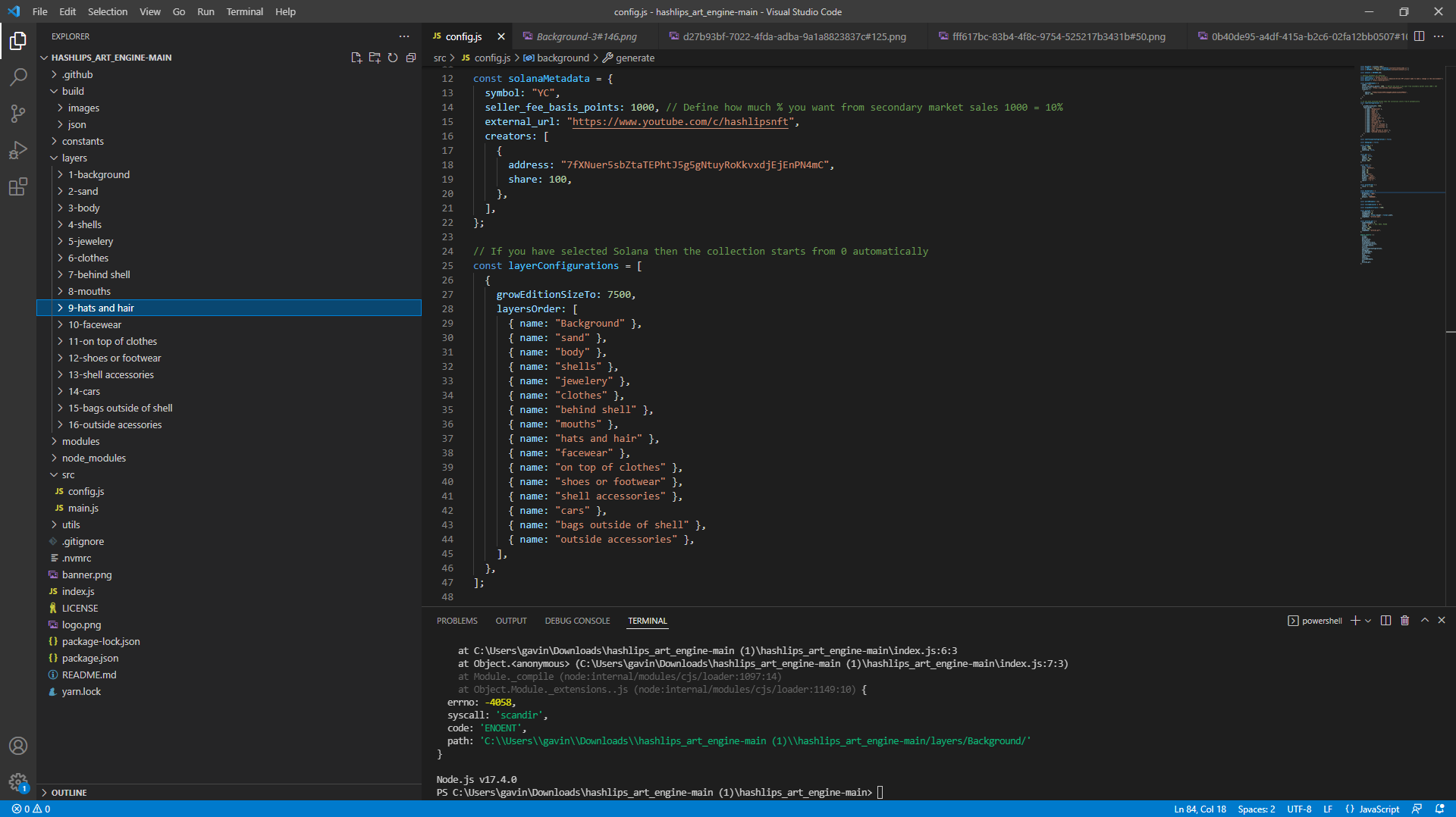 the code wont work after changing files · Issue #191 · HashLips ...
