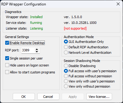 I need help to get 10.0.25281.1000's config file. · Issue #2096 · stascorp/rdpwrap · GitHub