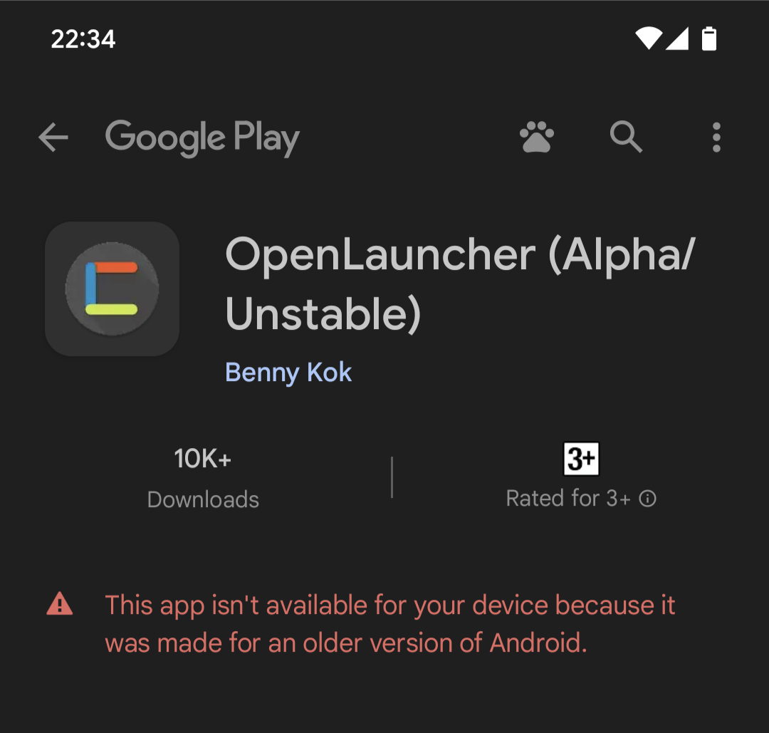 "This app isn't available for your device because it was made for an ...
