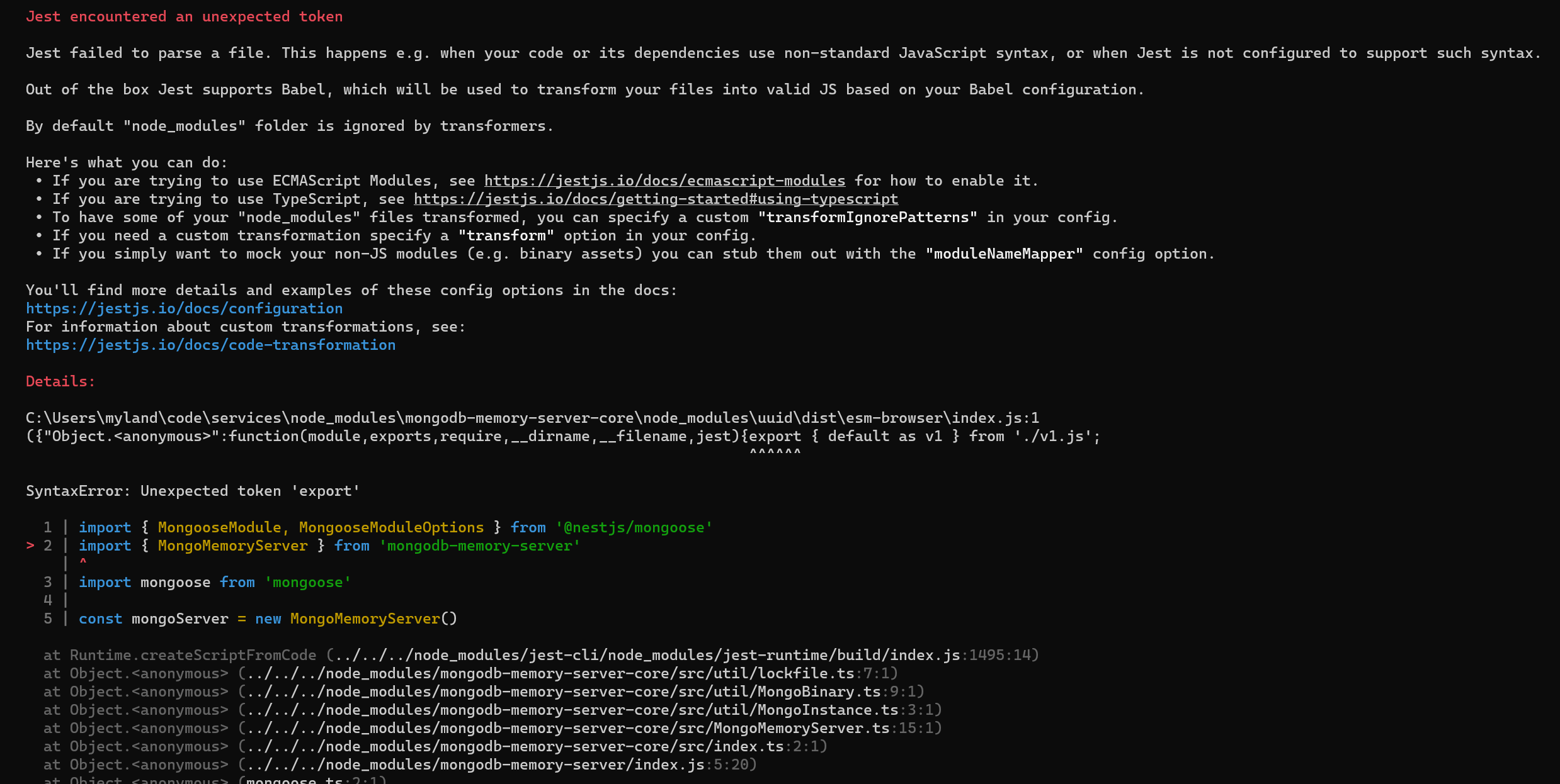 How To Use This Library In Jest Jest Encountered An Unexpected Token