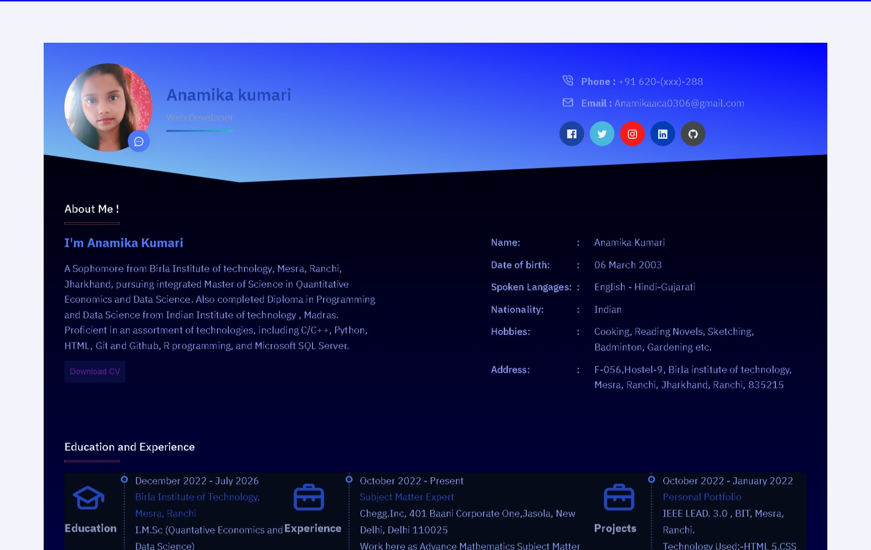 GitHub - Anamicca23/personal-Resume: A personal resume created using ...
