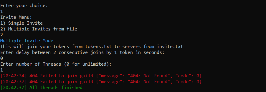 404 Failed to join guild {"message": "404: Not Found", "code": 0} · Issue #404 · V4NSH4J/discord ...