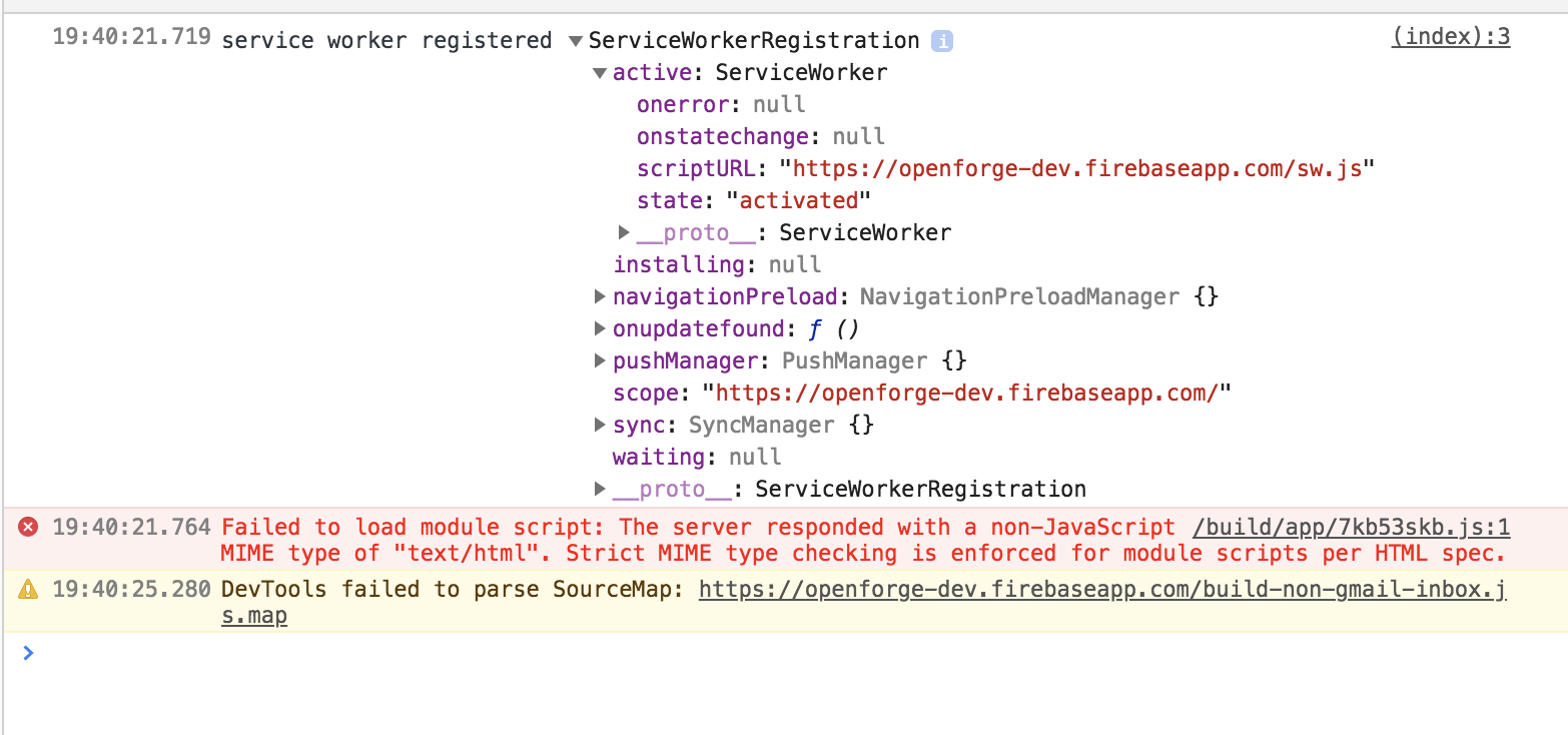 bug(service-worker): Page loads blank/white screen and service worker not correctly loading ...