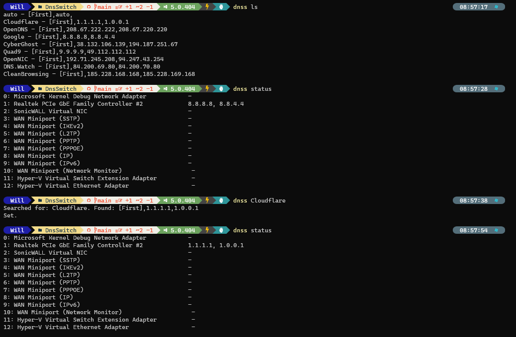 GitHub - willdud/DnsSwitch: Windows cli tool for swapping dns ...