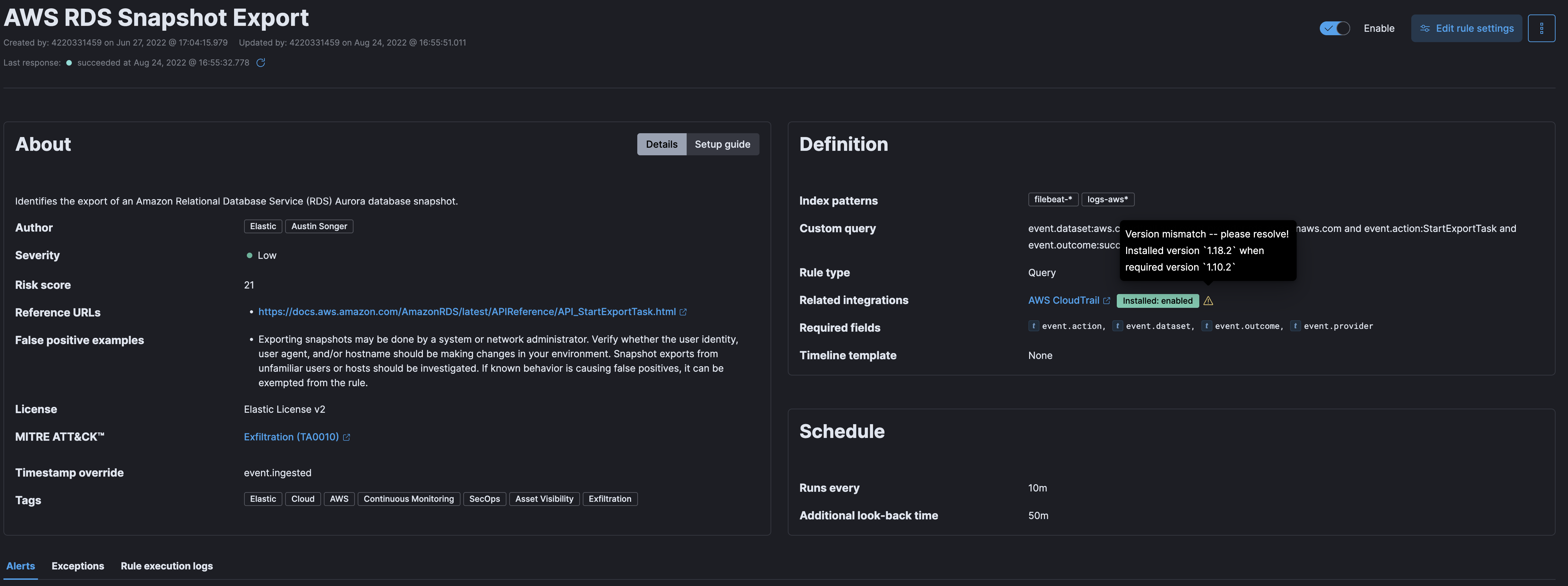 [Security Solution] Prebuilt rules' Related Integrations: version mismatch · Issue #139440 ...