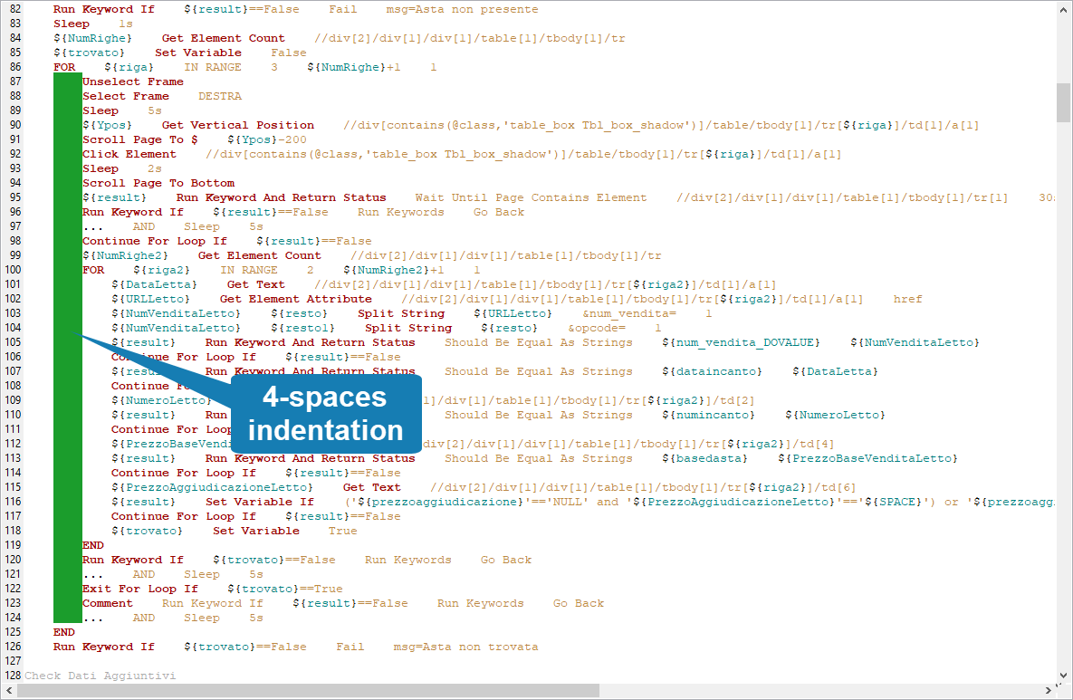 Wrong indentation on FOR cycle (RIDE v2.0b2.dev11, text mode editing) · Issue #2460 ...