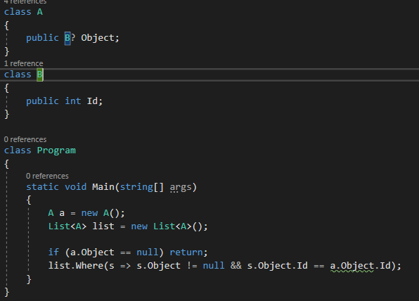 Nullability warnings should be removed if checked in linq expressions · Issue #33473 · dotnet ...