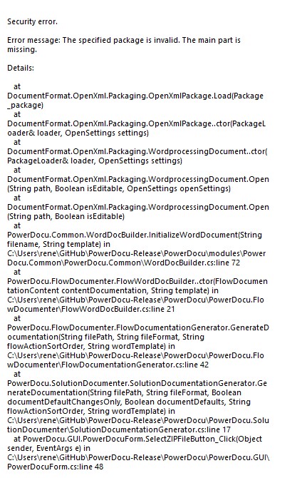 Security Error - The Specified Package is Invalid · Issue #115 · modery/PowerDocu · GitHub