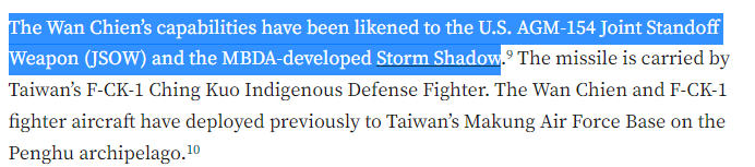 Target, properties and range correction for Wan Chien air-launched ...