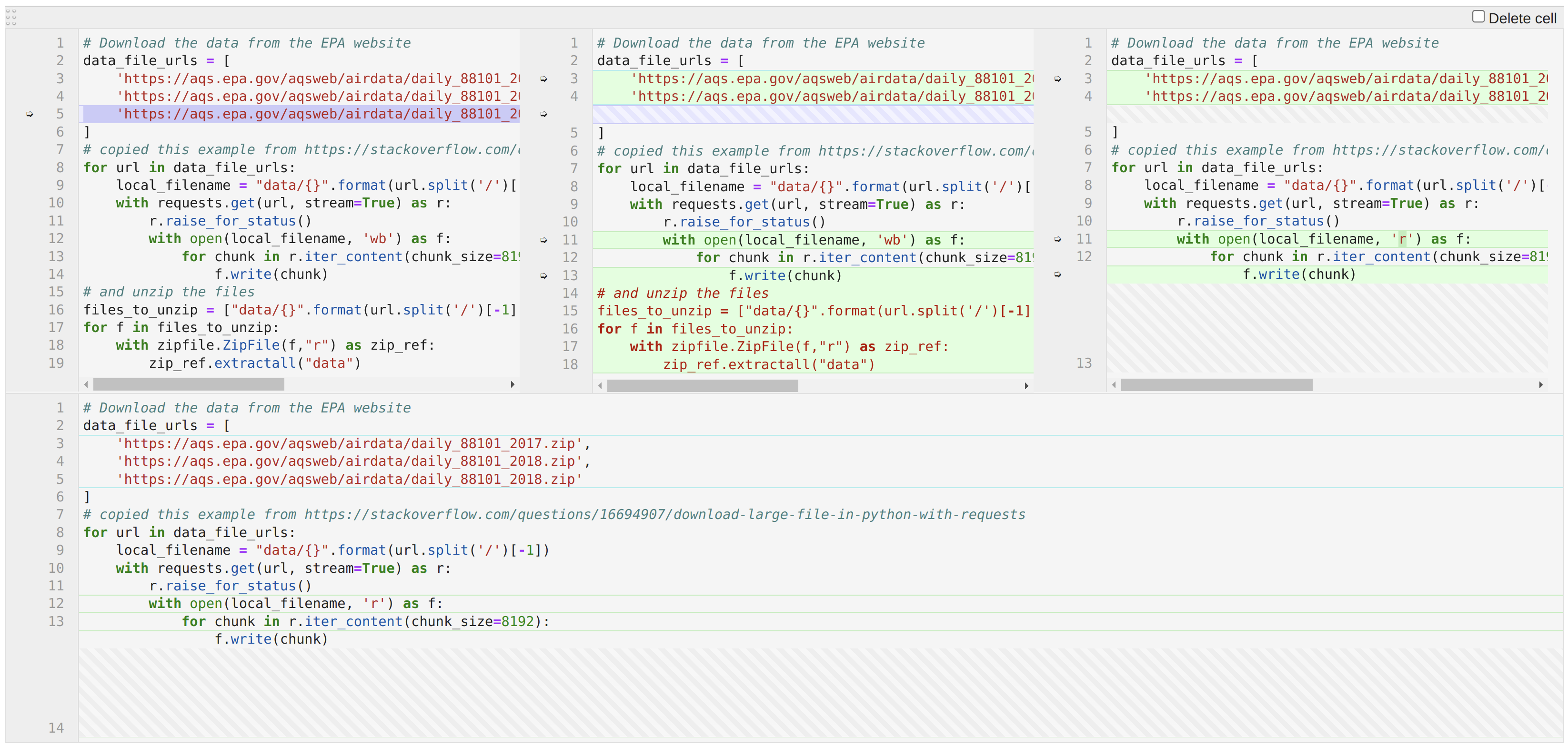 findAlignedLines sometimes returns unexpected results · Issue #669 · jupyter/nbdime · GitHub