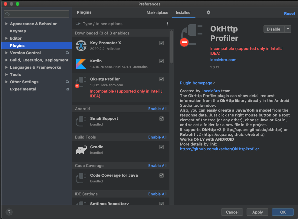 Don't work with Android Studio 4.1 · Issue #19 · itkacher/OkHttpProfiler · GitHub