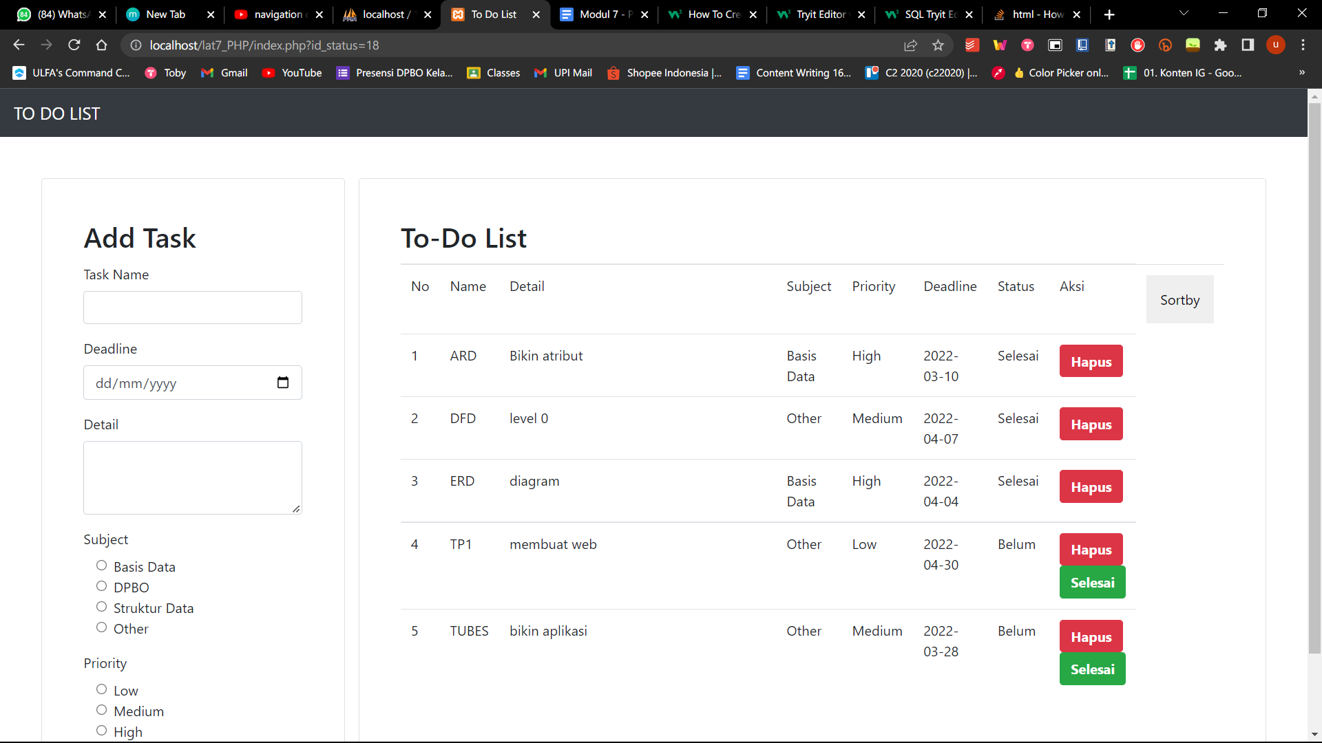 Github Ulfaashila Latihan7dpbo2022