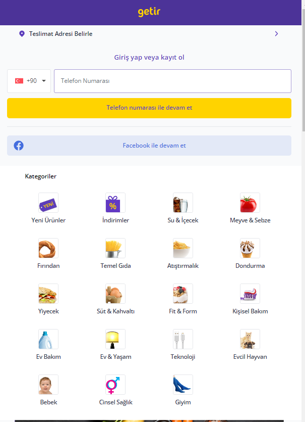 GitHub - ylmgrbzz/Getir-HomePage-Clone-With-ReactJS-and-TailwindCSS