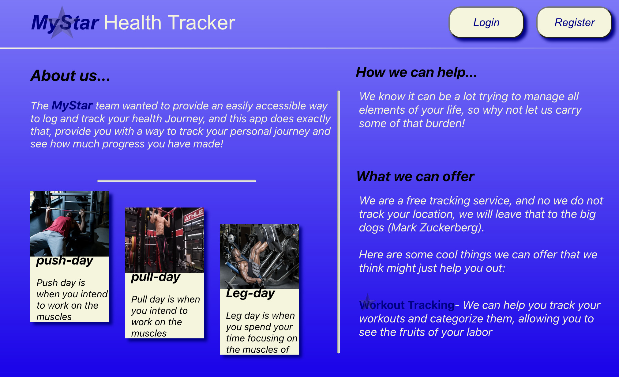 GitHub - zander-raycraft/health-tracking: The purpose of this web-app is the giver the users a ...