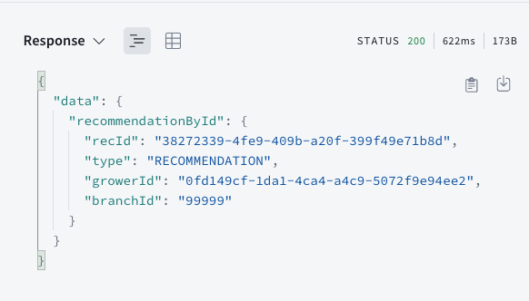 data is returned in error property, no errors, just same data that comes from same query via ...