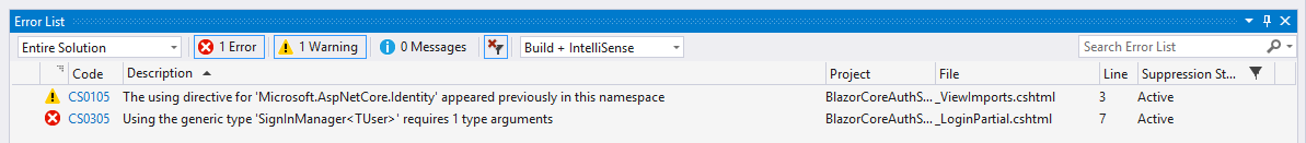 [Preview 6] Blazor (Server Side) overriding identity via scaffolding - Internal Server Error ...