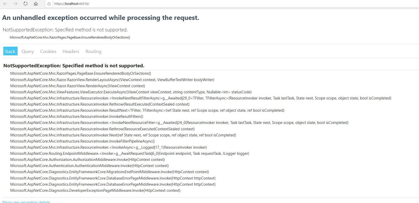 [preview 6] Blazor Server Side Overriding Identity Via Scaffolding Internal Server Error