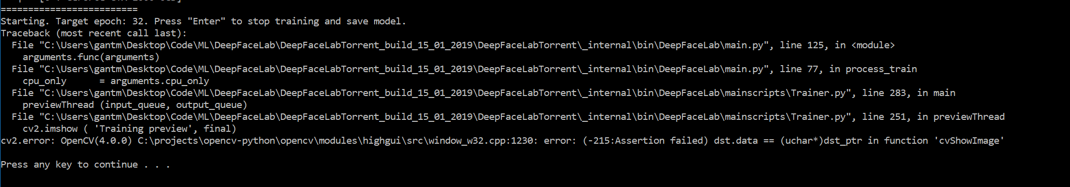 Failing on step 6 - no CV · Issue #114 · iperov/DeepFaceLab · GitHub