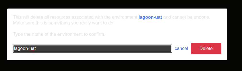 Delete Environment Modal In Dark Mode Is Blinding · Issue 129 · Uselagoon Lagoon Ui · Github