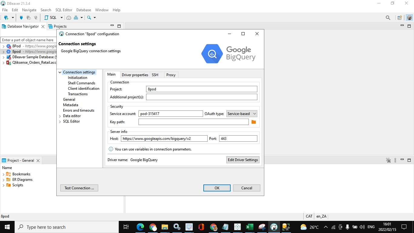 Connecting to Google BiqQuery · Issue #15497 · dbeaver/dbeaver · GitHub