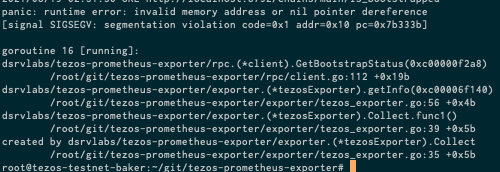 Fix crash when the node died · Issue #14 · dsrvlabs/tezos-prometheus-exporter · GitHub