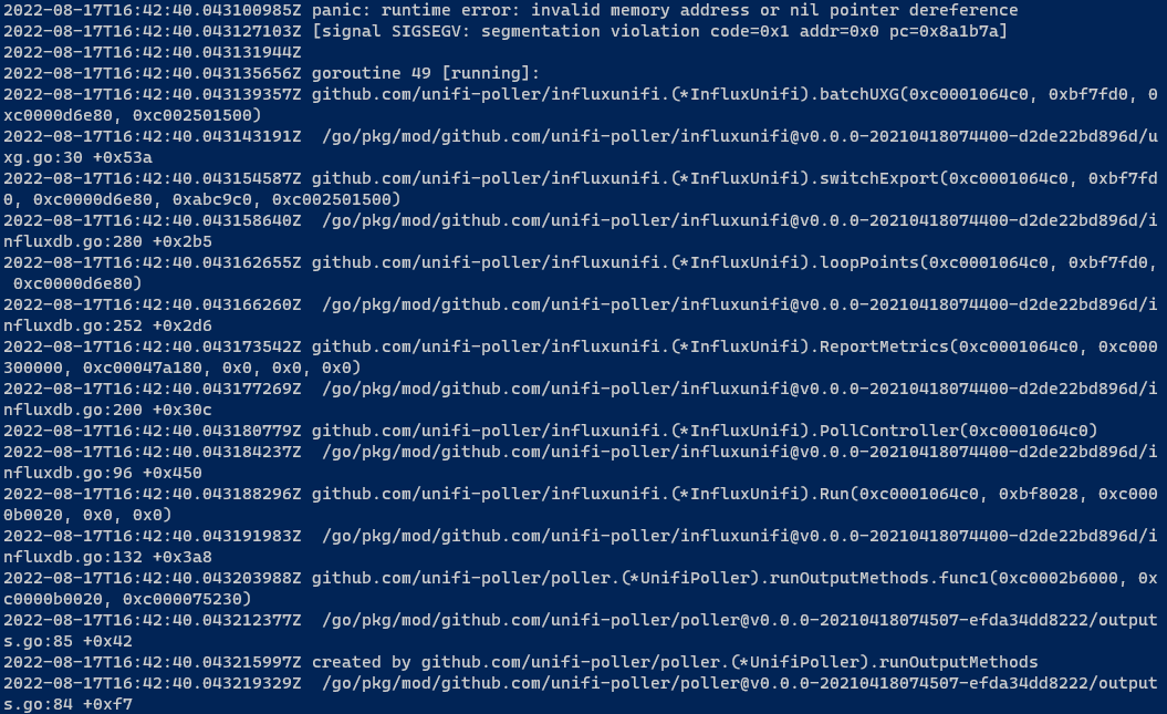 unpoller container reboot loop caused by bug in 7.2.92 when hosting a UXG · Issue #422 ...