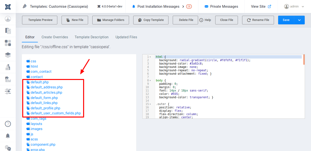 Folder Tree in Template Manager · Issue #28 · joomla-projects/j4adminui · GitHub