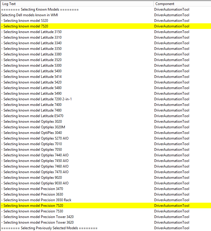 Incorrect Model Selected Latitude 7520 Precision 7520 · Issue 445 · Maurice Daly