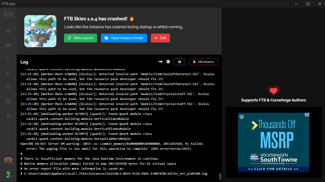 Ftb Skies Crashing On Startup · Issue 3066 · Ftbteamftb Modpack Issues · Github 8283