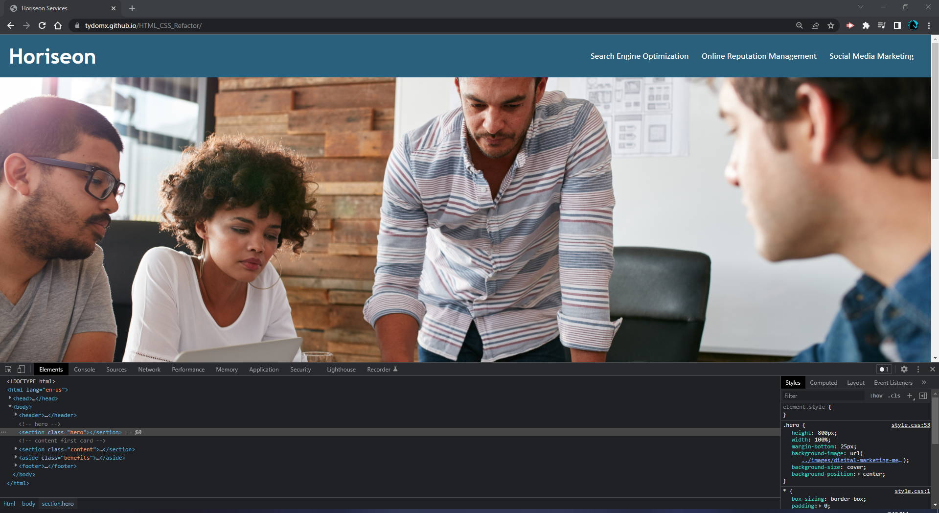 Github Tydomxhtmlcssrefactor Refactored Html And Css To Make Horiseon Website More