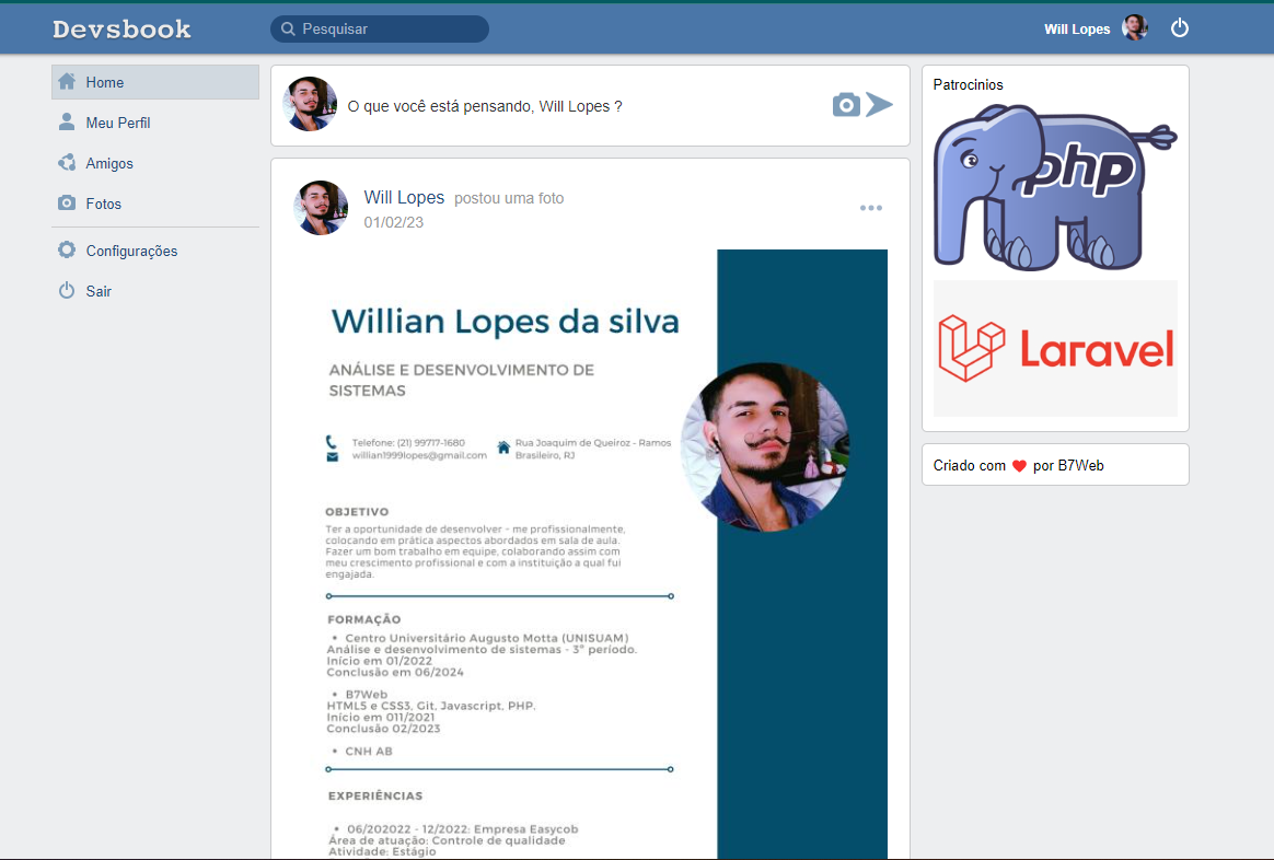 GitHub - willian-1999-lopes/Projeto-Devsbook