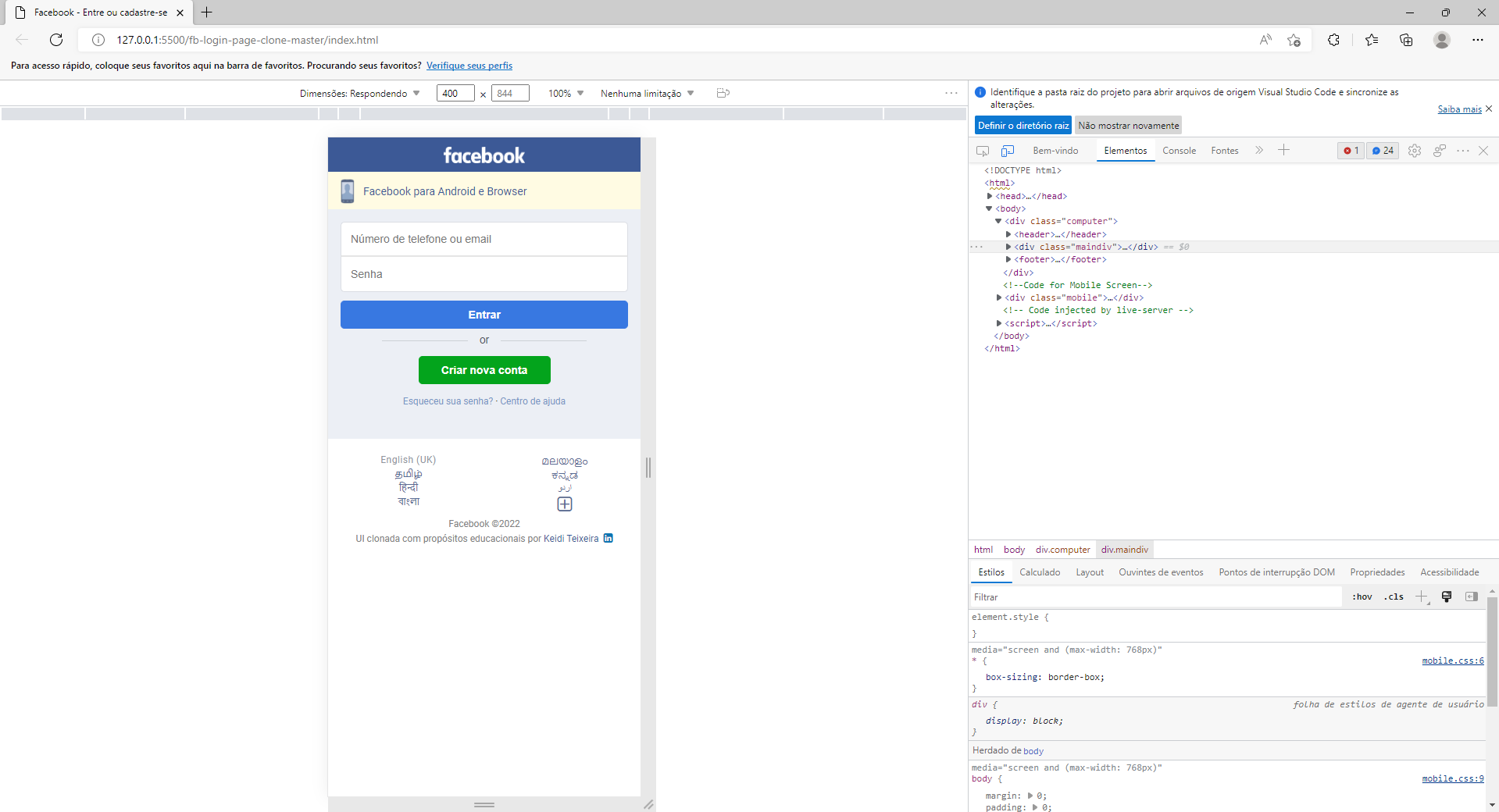GitHub - Keidi-Teixeira/Facebook-Clone