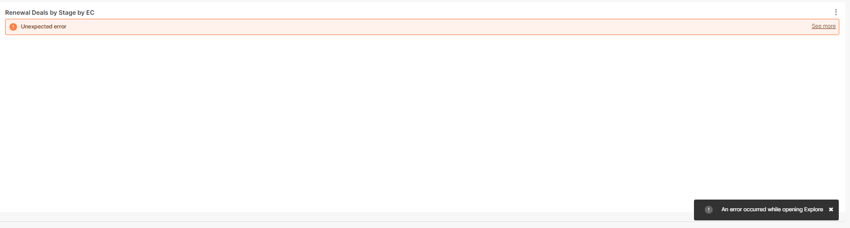 Some charts (Pivot Table) suddenly error. Cannot use 'View chart in Explore' for the whole ...